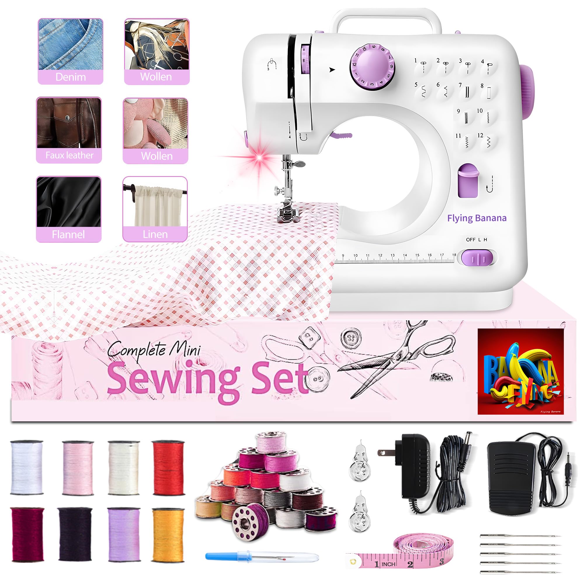 Amazon.com: Portable Sewing Machine for Beginners, Mini Electric Sewing ...