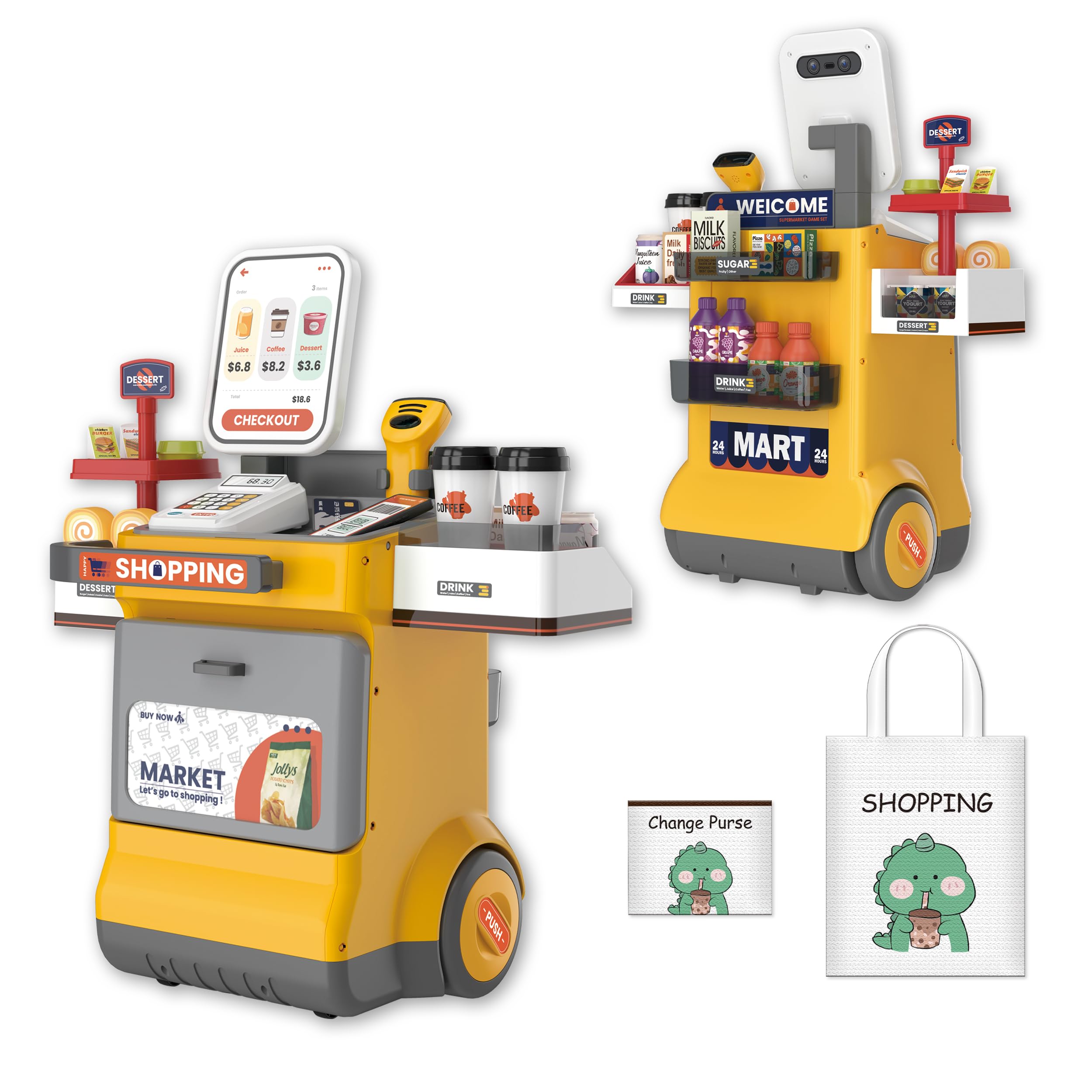 Cash Register Playset for Kids 48pc Set- Pretend Play Money, Calculator ...