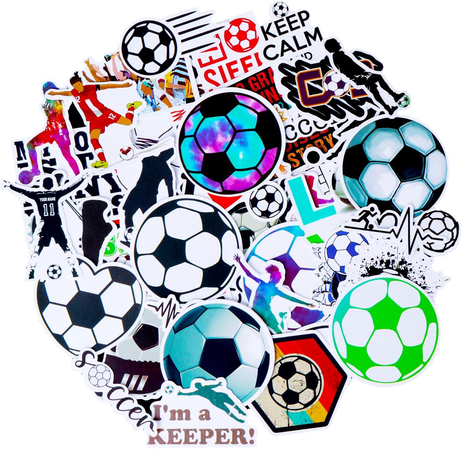 TIESOME Waterproof Soccer Stickers, Vinyl Football Sports Decals Water ...