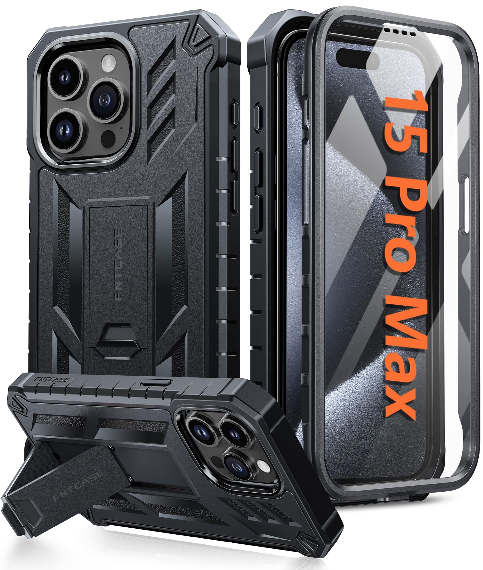 Amazon.com: FNTCASE for iPhone 15-Pro-Max Case: Military Grade Drop Proof Rugged Protective Cell ...