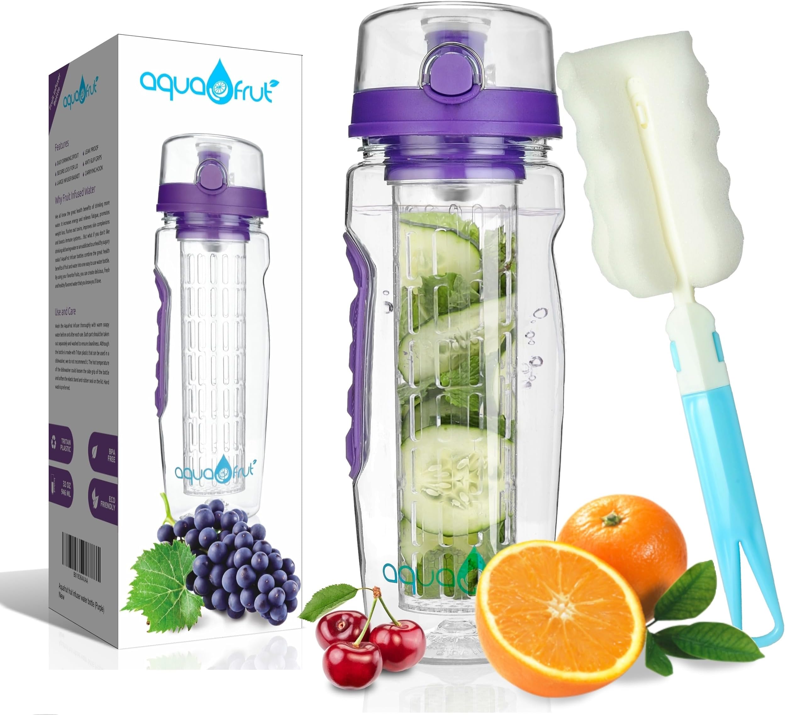 Amazon.com: Brimma Fruit Infuser Water Bottle - 32 oz Large, Leakproof ...