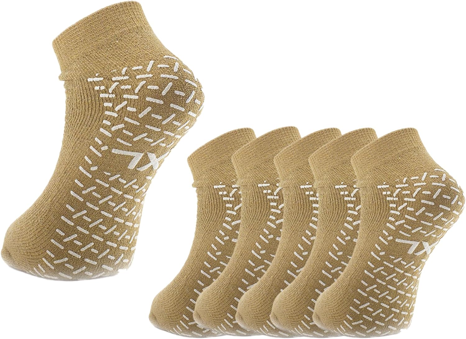 MediCounter Double Tread Slipper Socks/Fall Prevention Socks- Beige (6 ...