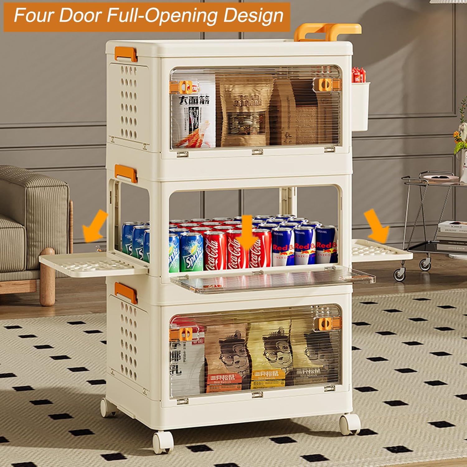 Contenedores de almacenamiento con tapas y puertas, 5 paquetes de ...