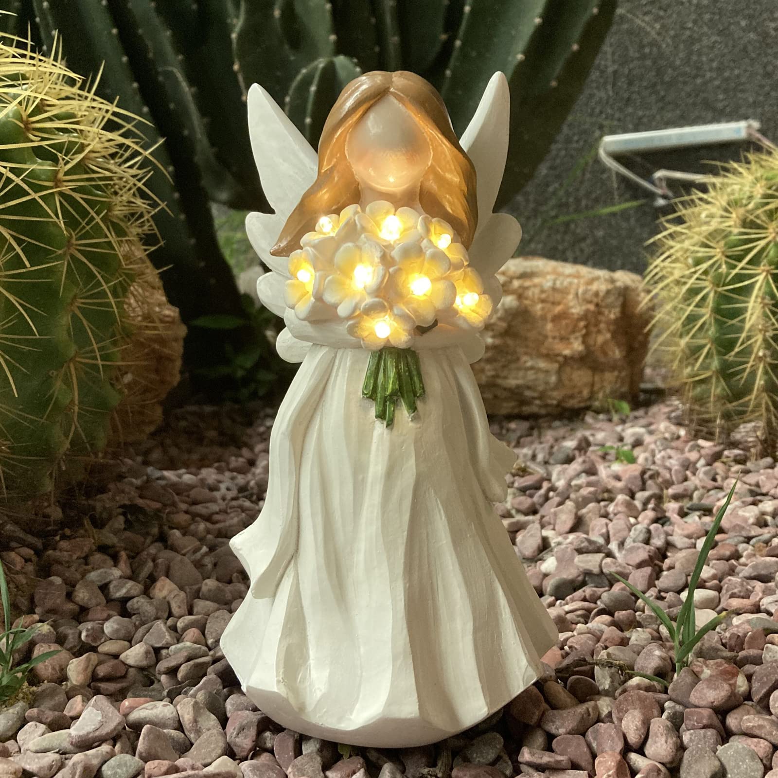 Angel Battery Operated With Timer Exhart Angel And Little Boy Angel