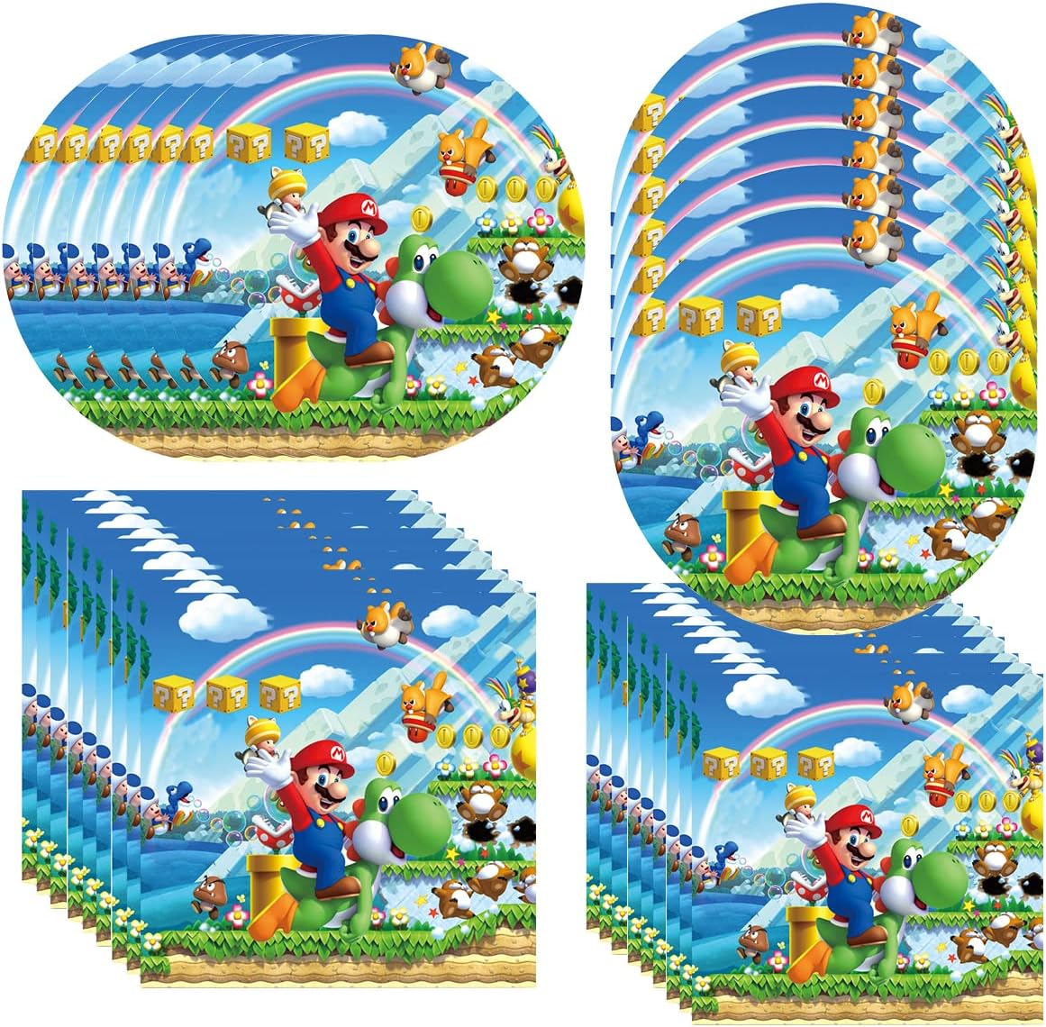 Amazon.com: GYSIXGAOSU 40pcs Mario Party Supplies include 20 plates, 20 ...