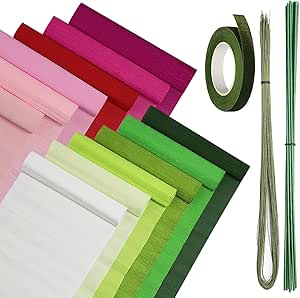 Amazon.com: Vllar 73 Pcs Crepe Paper Flower DIY Kits,12 Rolls Crepe ...
