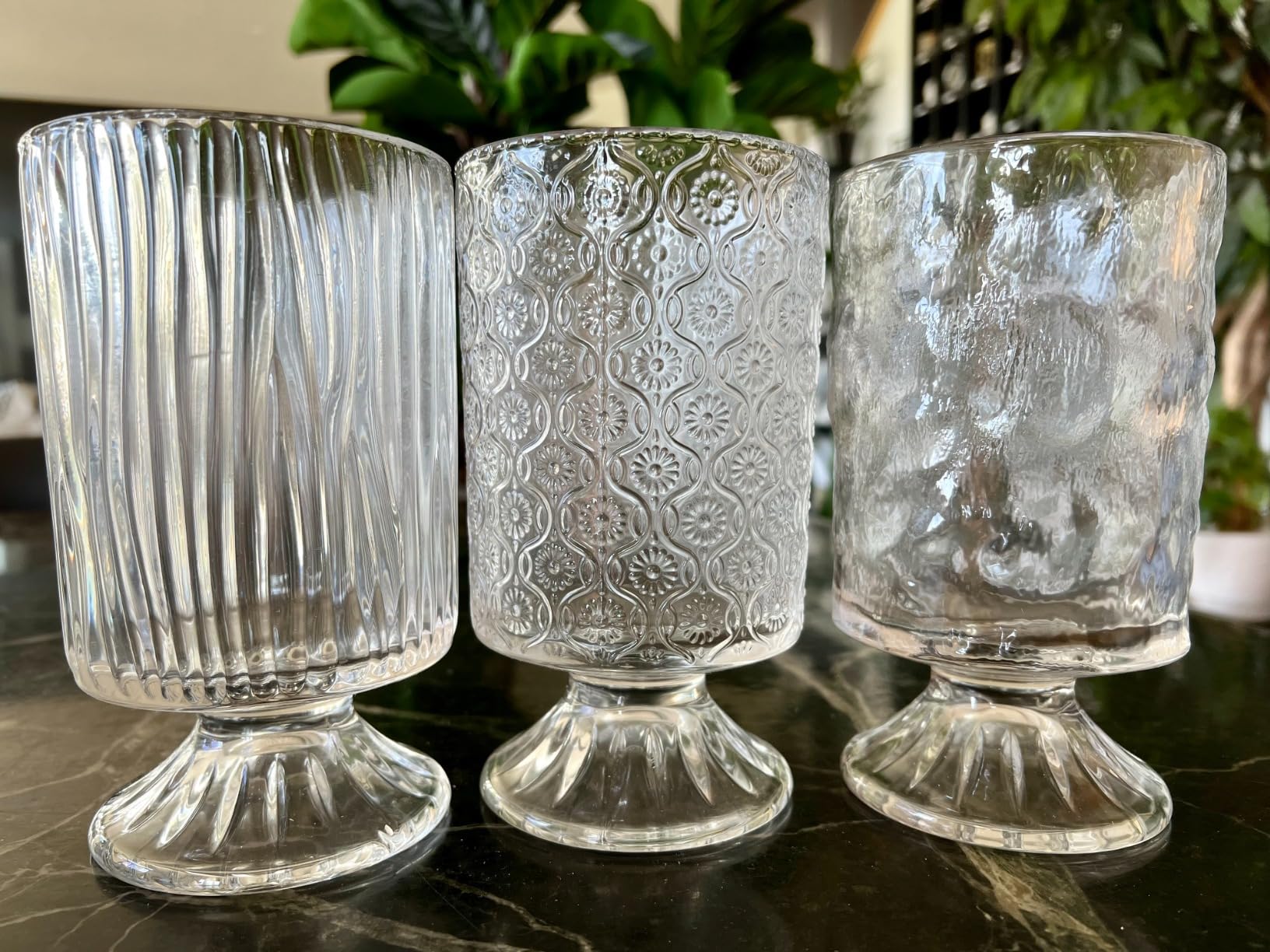 $5/mo - Finance Fixwal Clear Glass Vases Set of 3, Embossed Base Vases ...