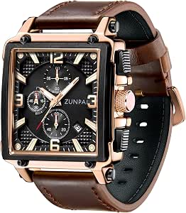 Amazon.com: ZUNPAI Watches for Men Chronograph Square Quartz Analog ...