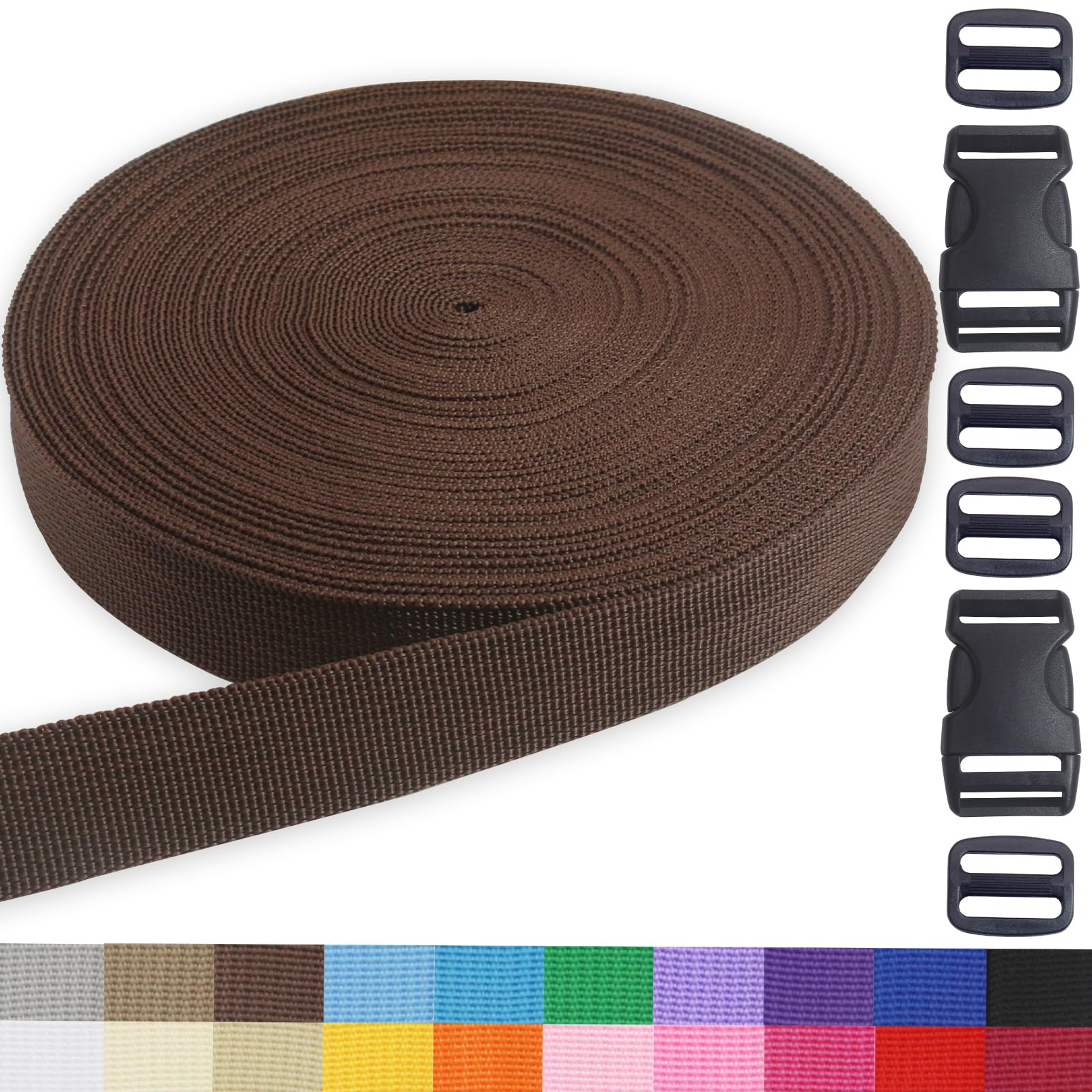 Amazon.com: ZHFMILY Polypropylene Webbing 1 inch Coffee 20 Yards Heavy ...