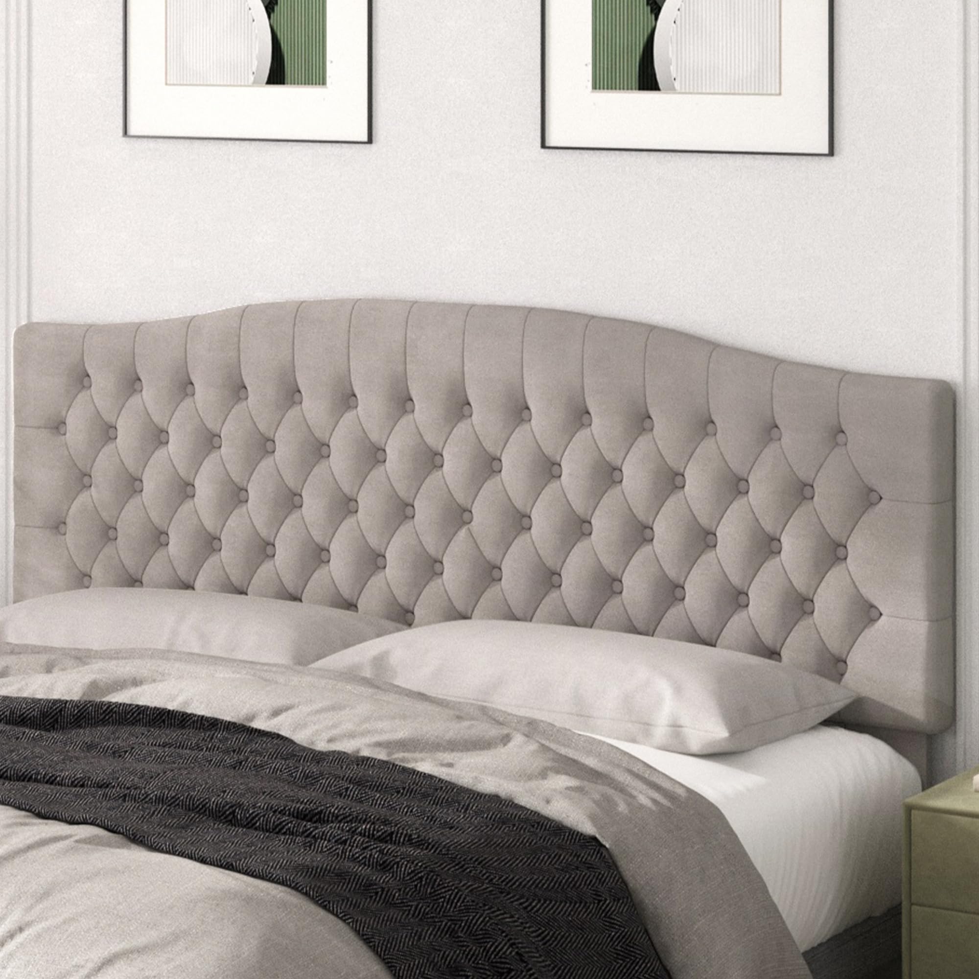 Amazon.com - Befurtori Velvet Upholstered King Size Headboard Only ...