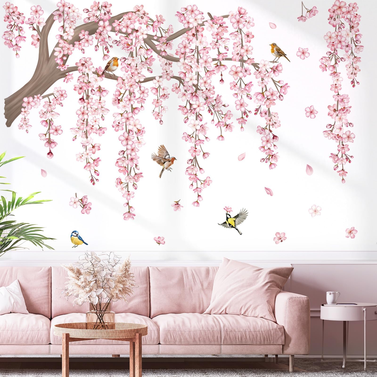 Amazon.com: wondever Large Flower Tree Branch Wall Stickers Pink Cherry ...