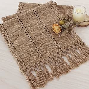 Amazon.com: FEXIA Brown Table Runner Boho Fall Burlap Coffee with ...