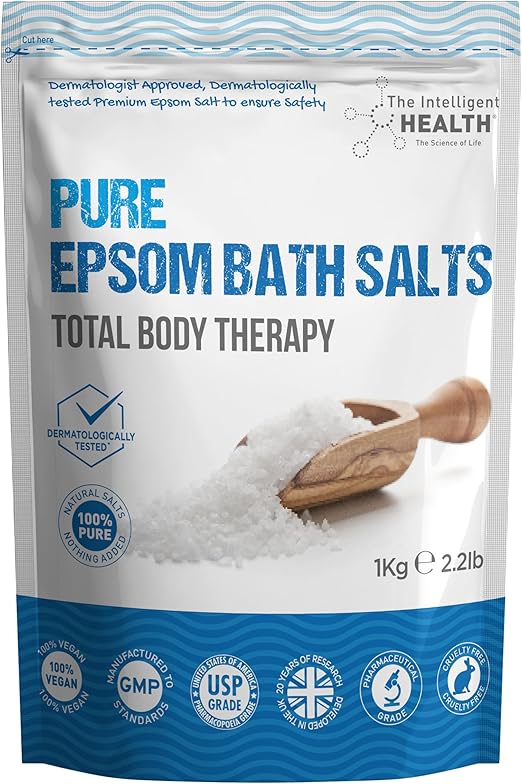 The Intelligent Health Pure Epsom Salts Magnesium Sulphate Bath Salt (1 kg (Pack of 1)) : Amazon ...