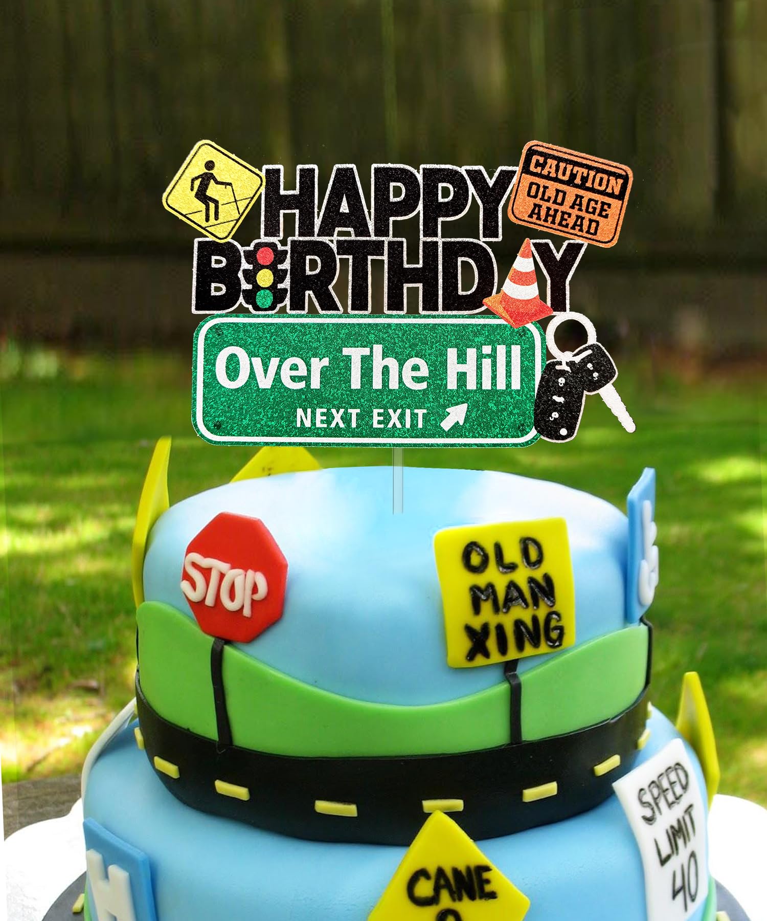 Snapklik.com : Over The Hill Traffic Road Sign Cake Topper, Funny ...