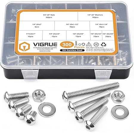 1/4-20 x 2-1/2" Button Head Socket Cap Bolts Screws, 304 Stainless ...