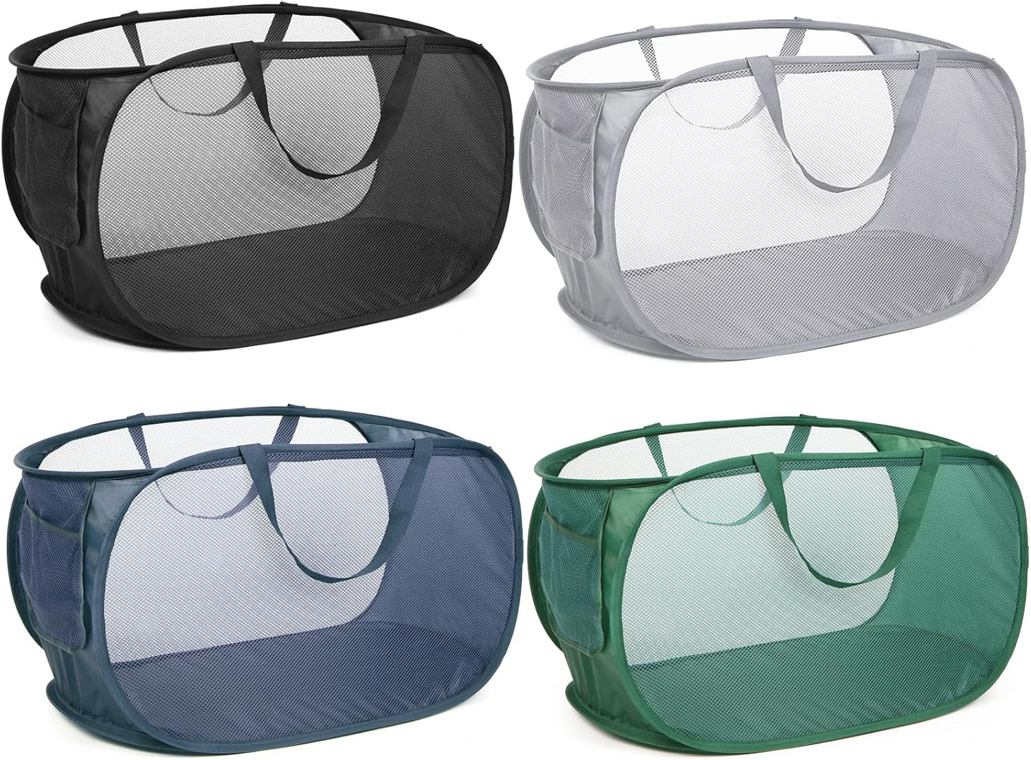 Amazon.com: 4 Pack Durable Collapsible Laundry Baskets, Mesh Foldable ...