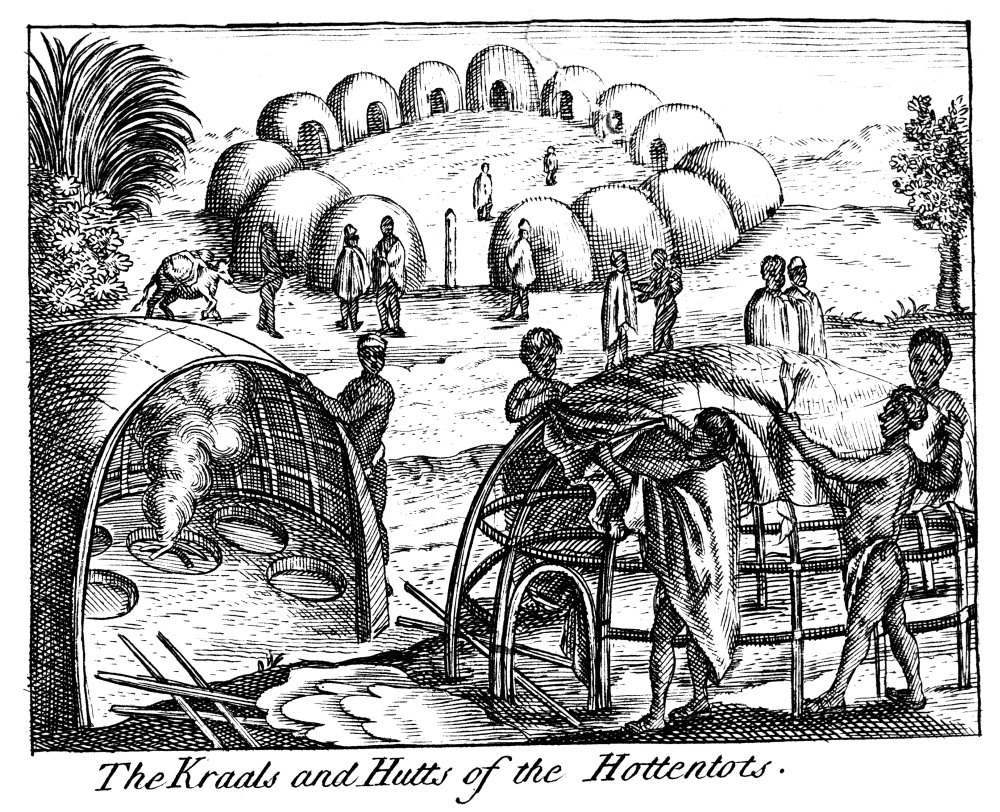 South Africa Hottetntot Nthe Kraals And Hutts Of The Hottentots ...