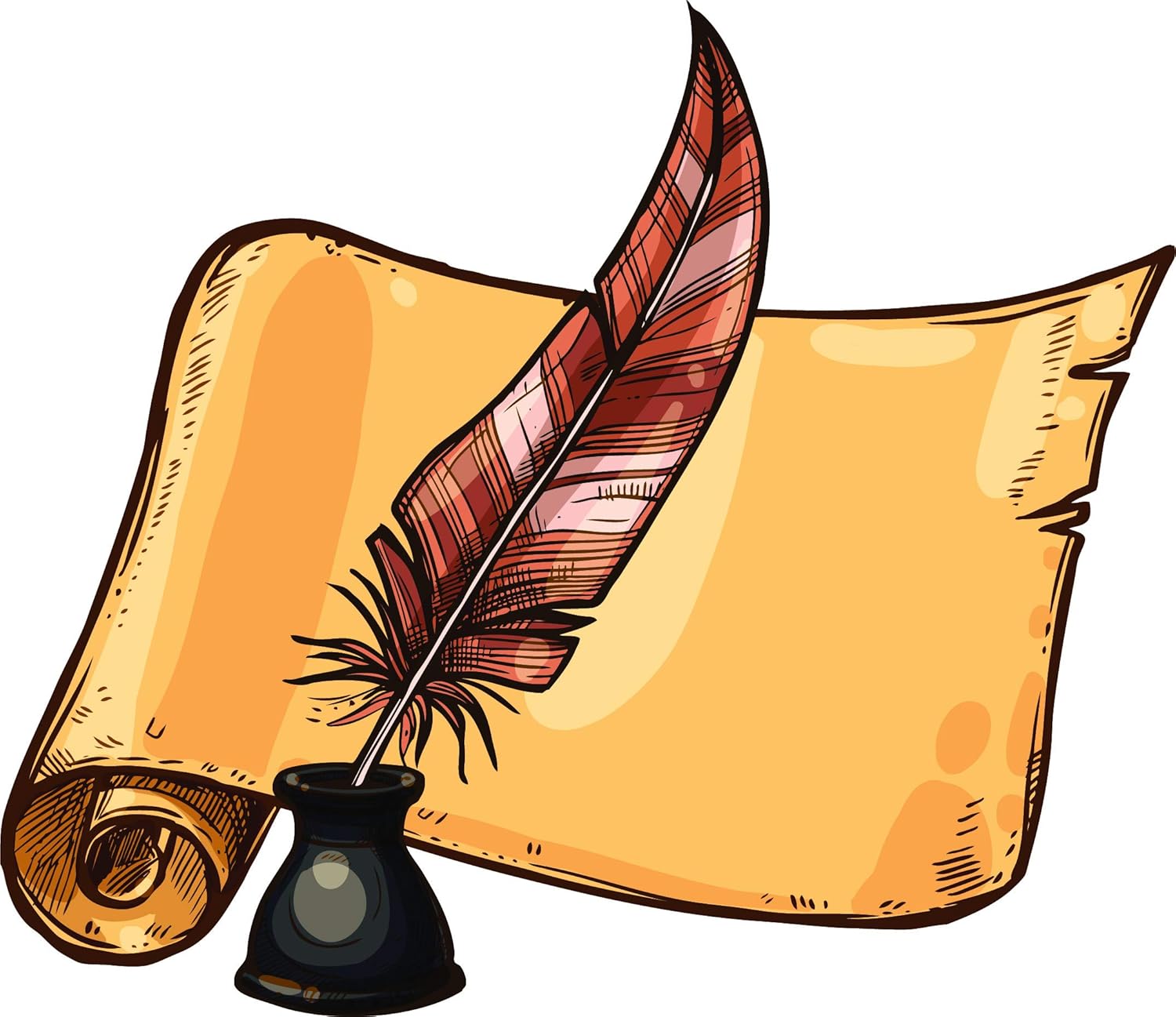 Beautiful Vintage Feather Quill Pen Cartoon Art Vinyl Sticker (12" Wide ...