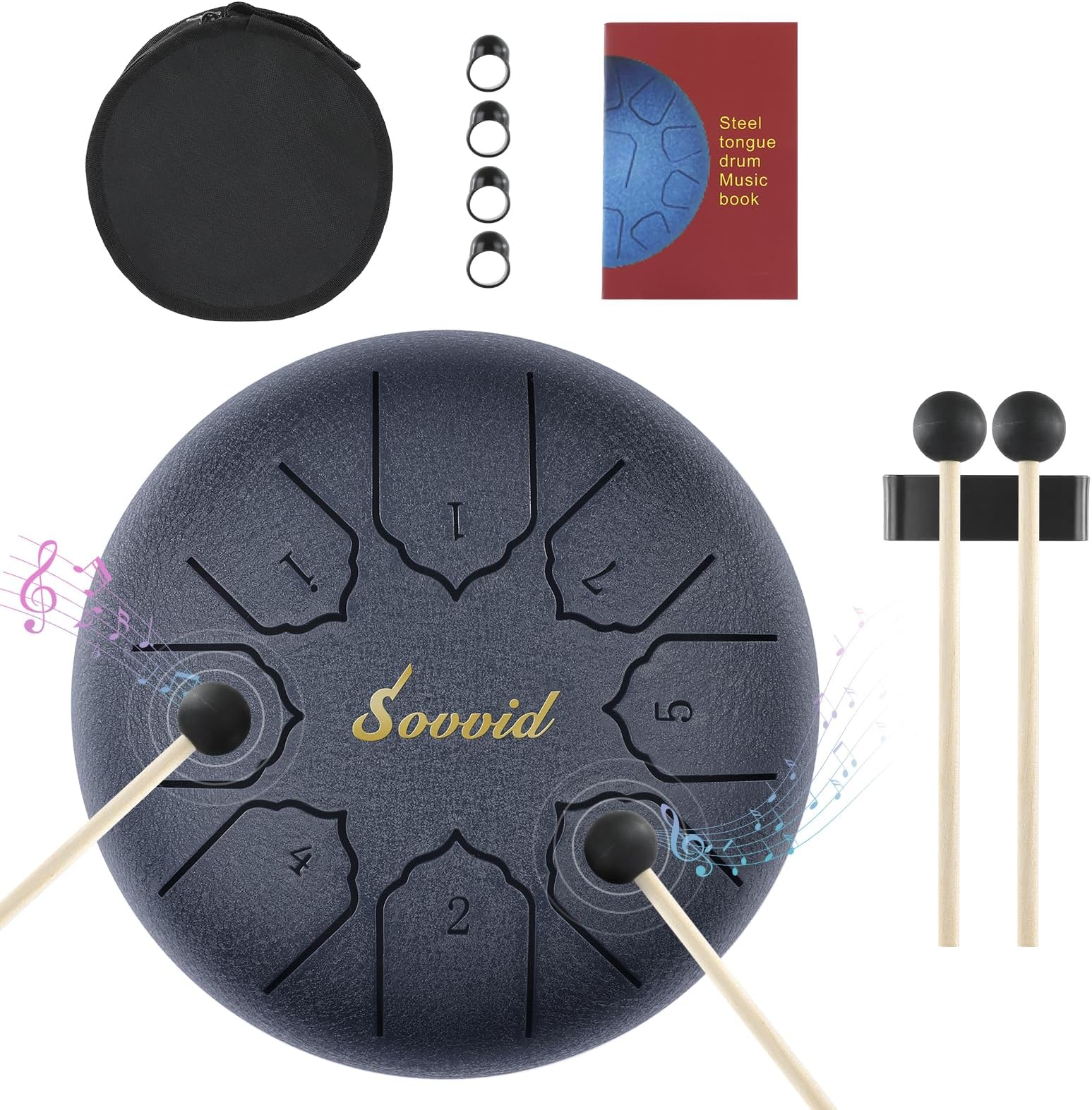 Amazon.com: Sovvid Steel Tongue Drum, 6 Inch 8 Notes Tongue Drum with ...