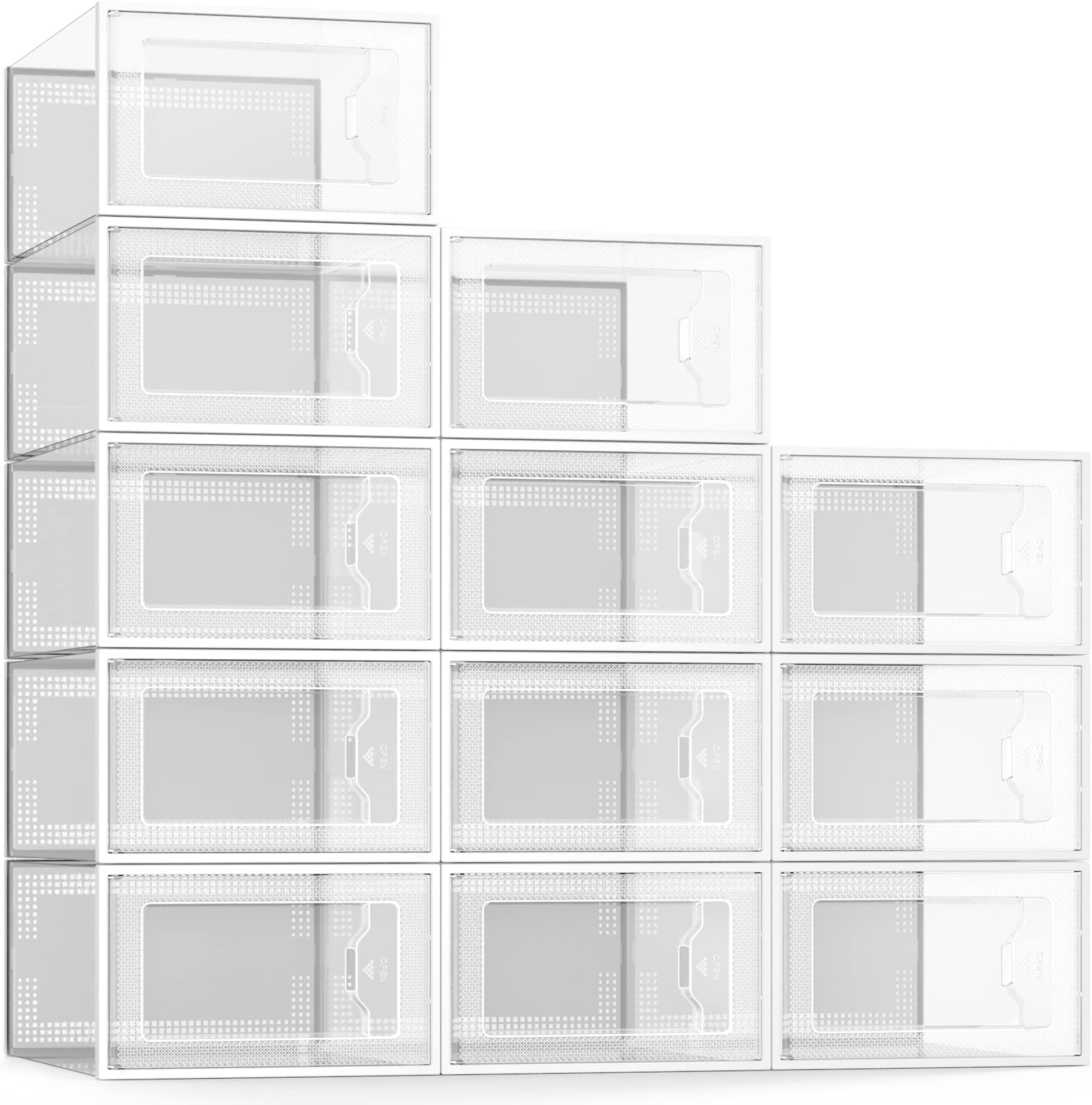 Amazon.com: MONIPA 24 Pack Shoes Storage Boxes - Clear Plastic Foldable ...
