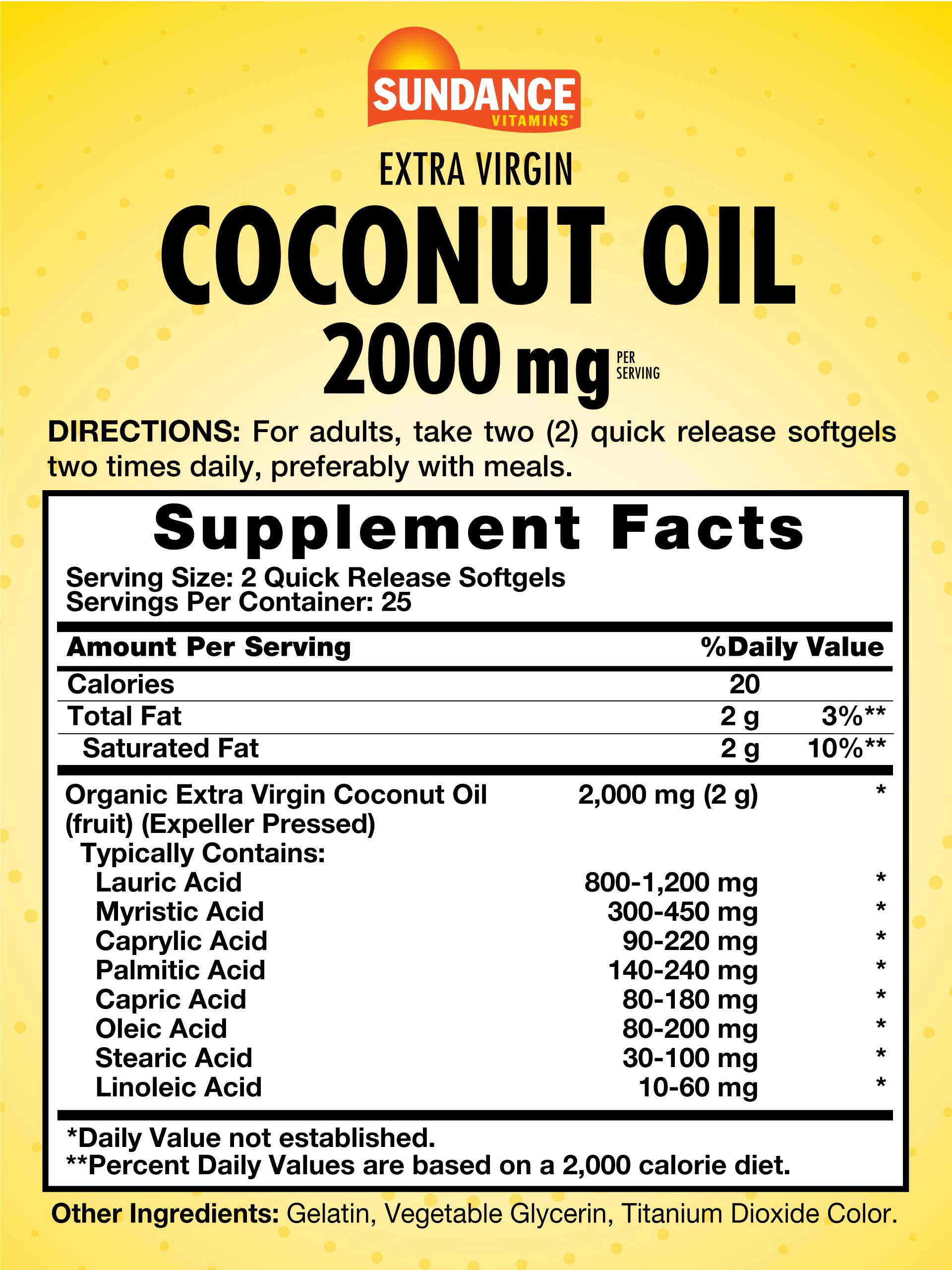 Snapklik.com : Extra Virgin Coconut Oil Softgels 2000mg 50 Count Non ...