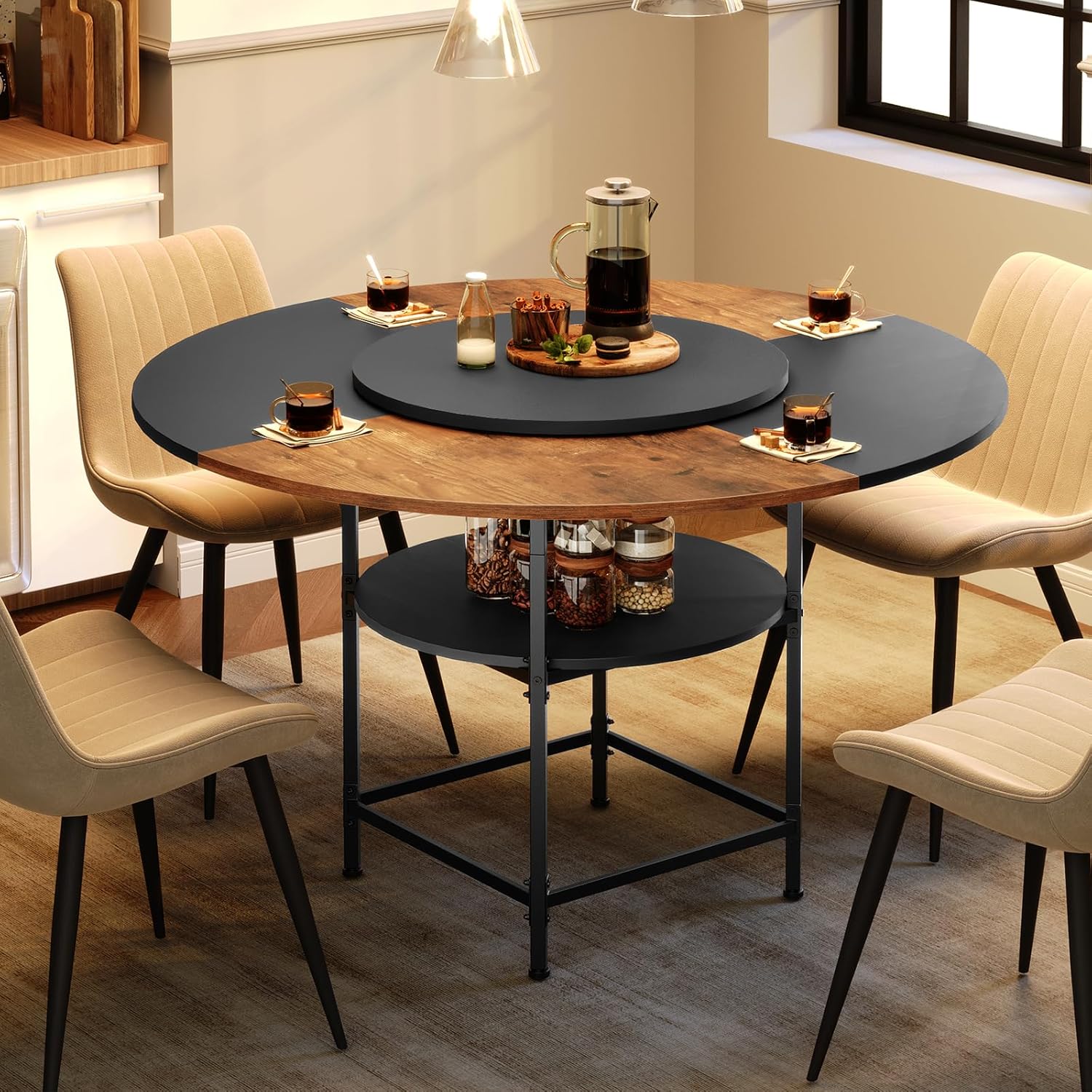 Amazon.com - MAHANCRIS Round Dining Table for 4, Dinner Table with ...