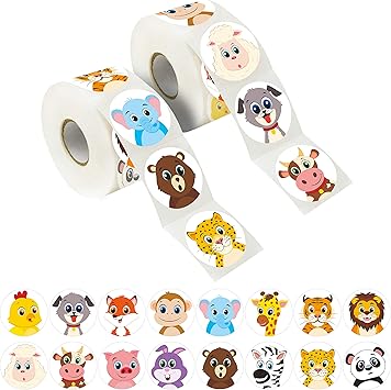 Amazon.com: Hebayy 600 Adorable Round Land Animal Stickers in 16 ...