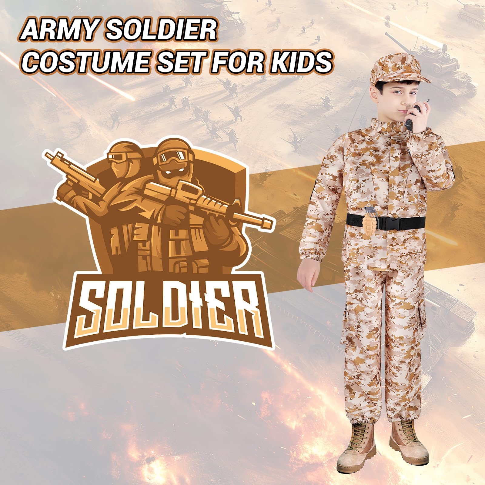 Snapklik.com : deAO Army Soldier Dress Up For Kid Military Costume Set ...