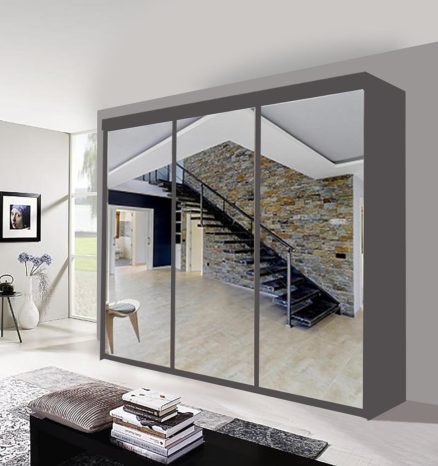 OAK SPOT Dublin Modern Full Mirror sliding door wardrobe In 4 Color and ...