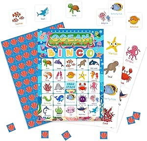 Amazon.com : valucise Ocean Bingo Game Cards, Ocean Animals Bingo Games ...
