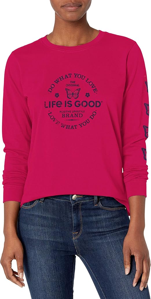 LIFE IS GOOD Women's Crusher Long Sleeve T-Shirt Positive Lifestyle ...