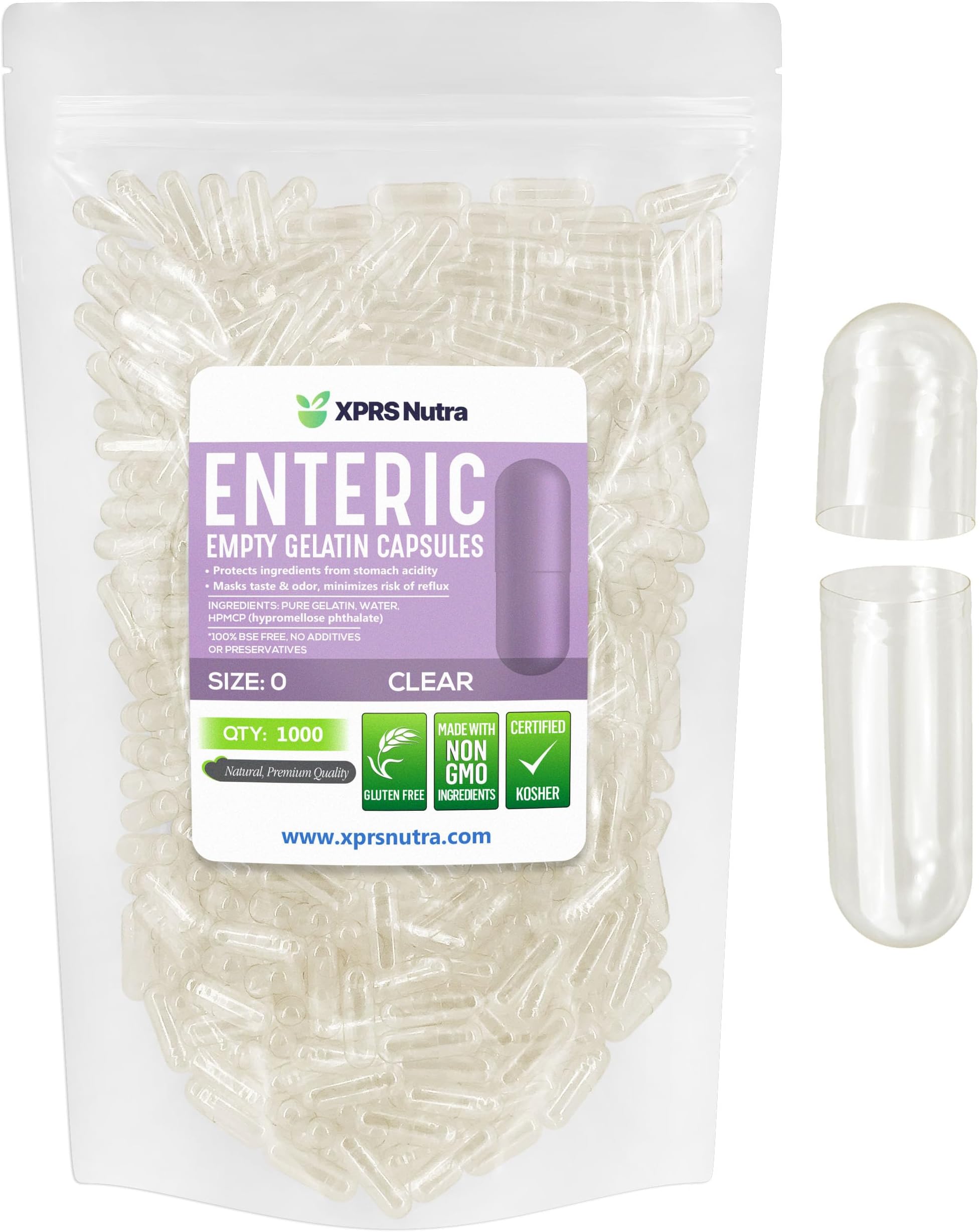 Amazon.com: XPRS Nutra Size 0 Empty Capsules - 1000 Count Clear Enteric ...