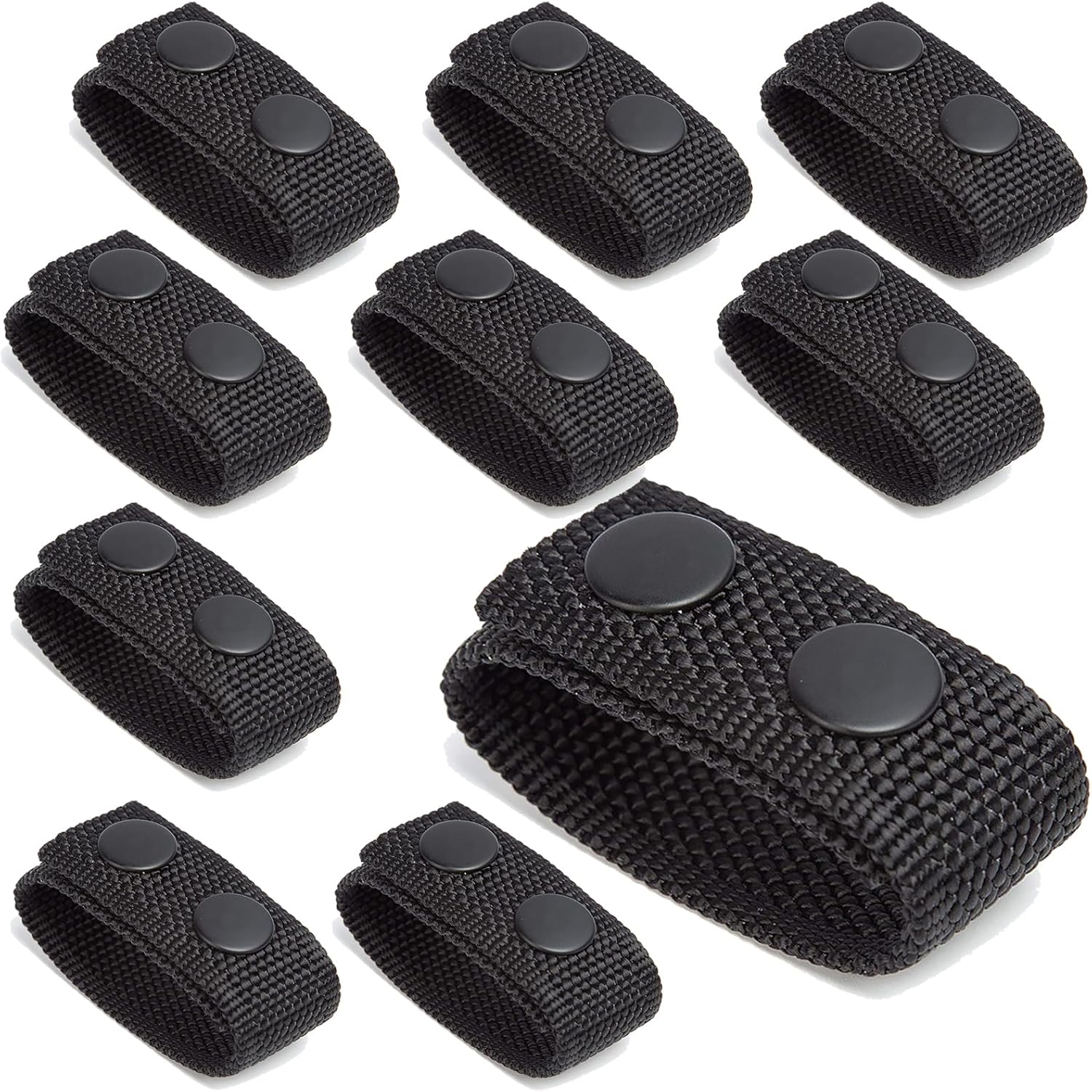 Amazon.com : SCORYULE 10 PCS Black Nylon Belt Keepers, Double Snaps ...