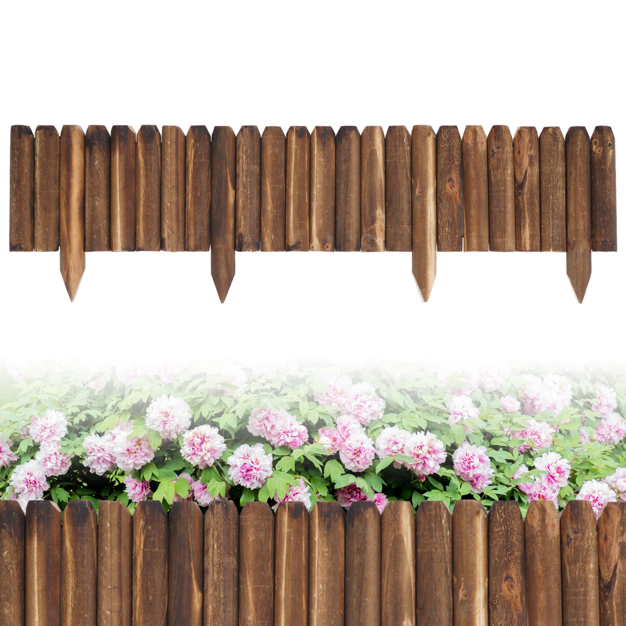 Amazon.com : Gtouse Wooden Garden Fence Edging, 3.9ft (L) x 9.8in (H ...
