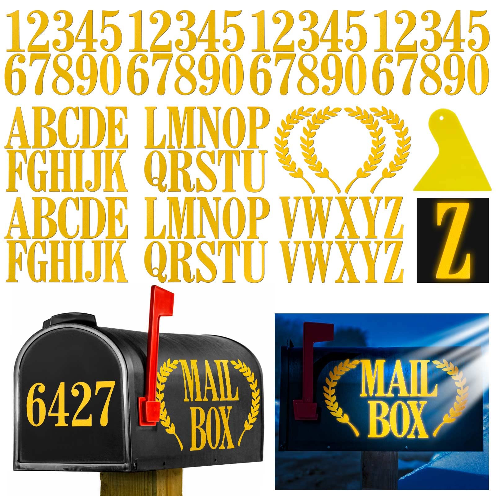 Snapklik.com : Seloom 3" Reflective Mailbox Numbers Letters Stickers ...