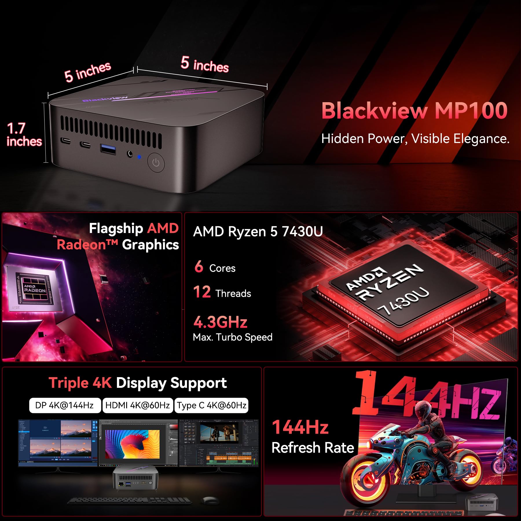 Snapklik.com : Blackview MP100 Mini PC AMD Ryzen 7430U
