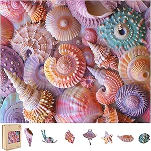 Amazon.com: delobil Wooden Puzzles for Adults, Sea Shell Wooden 200 ...