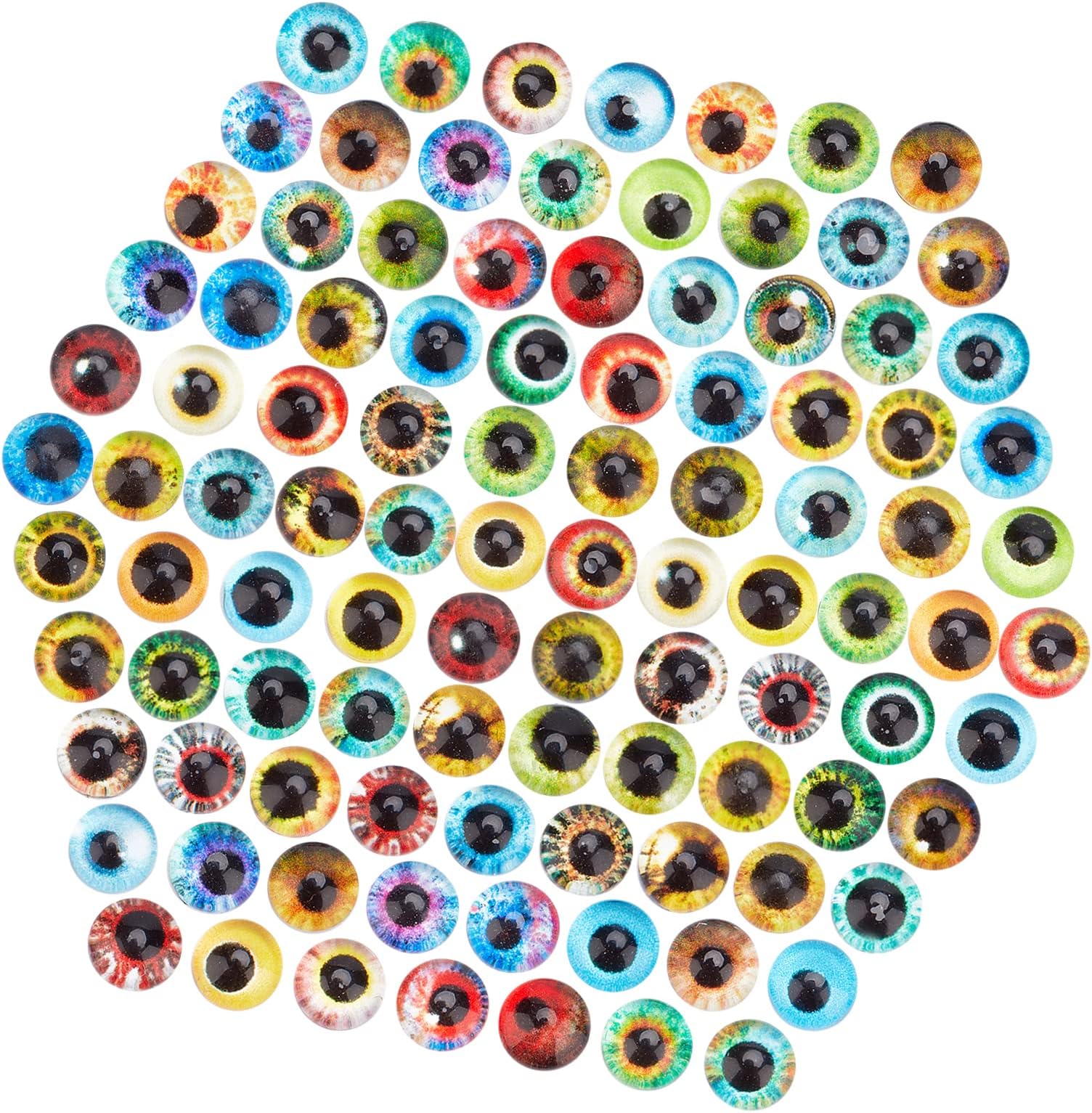 PandaHall 200pcs Tieraugenglas-Cabochons, 50 Stil Drachenaugen Glas ...