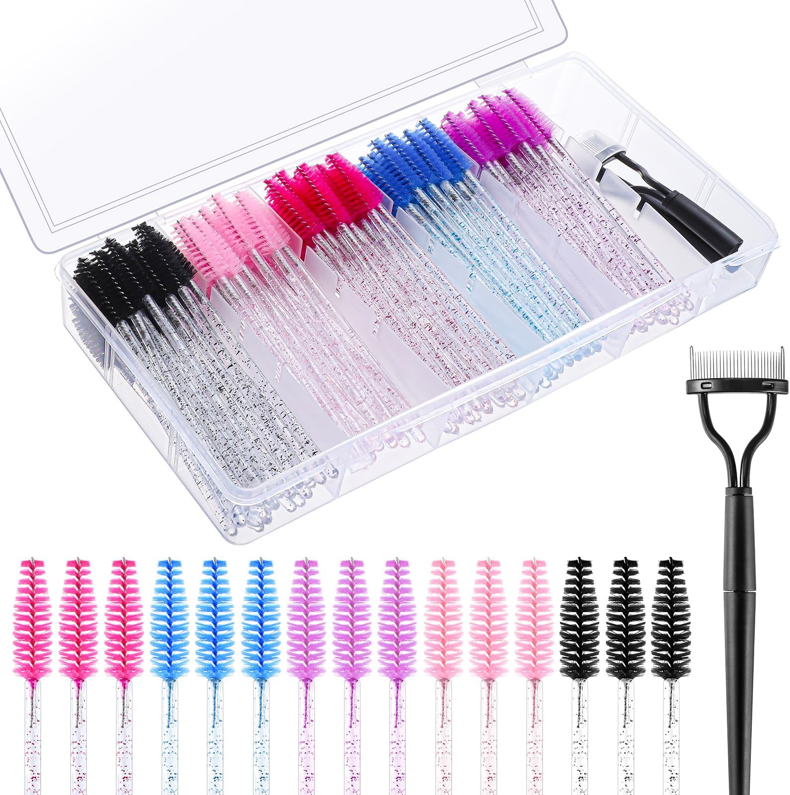 Amazon.com: 5 Colors Disposable Mascara Wands with Storage Box, Crystal ...