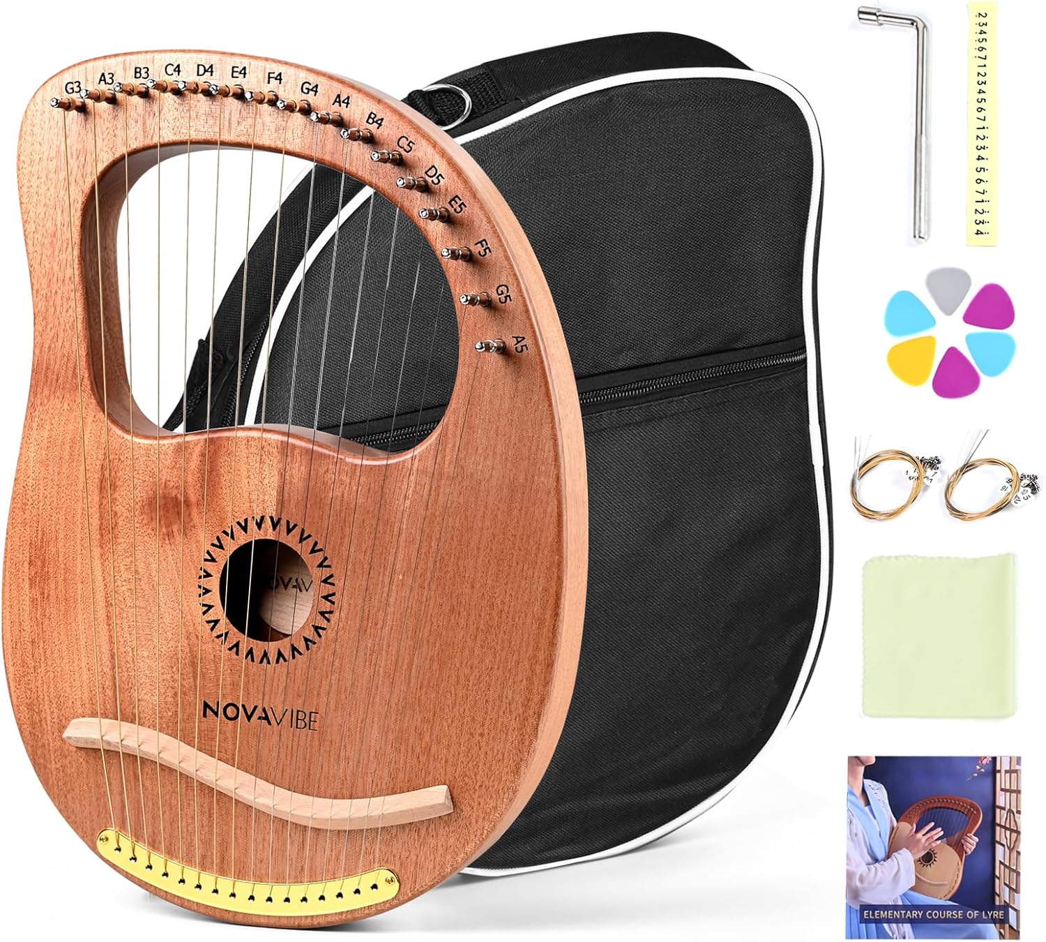 Amazon.com: Lyre Harp 16 Strings - Novavibe Mahogany Body, C Key, Ideal ...