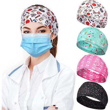 Amazon.com : 8 Pieces Nursing Headbands with Buttons for Nurses Doctors ...