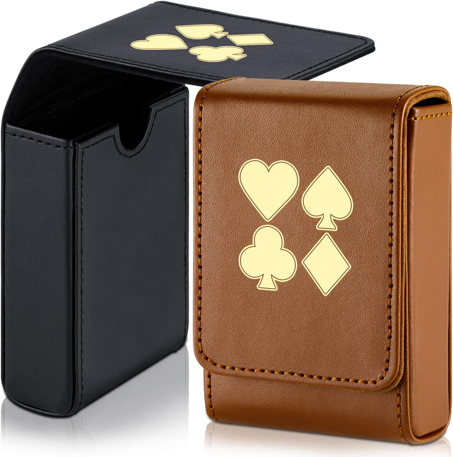 Amazon.com: 2 Pieces Single Deck PU Leather Playing Card Case Holder ...