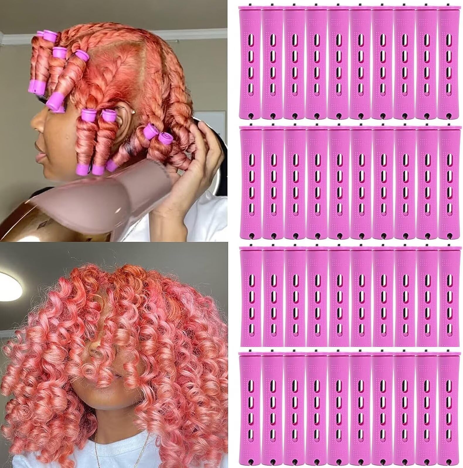 Amazon.com : meigick Perm Rods Set for Natural Hair, 40Pcs Plastic Cold ...