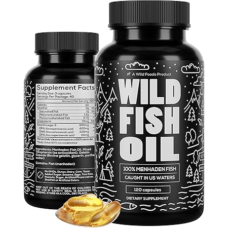 Amazon.com: Wild Fish Oil Omega 3 Supplement | DPA, DHA & EPA Wild Menhaden Caught U.S ...