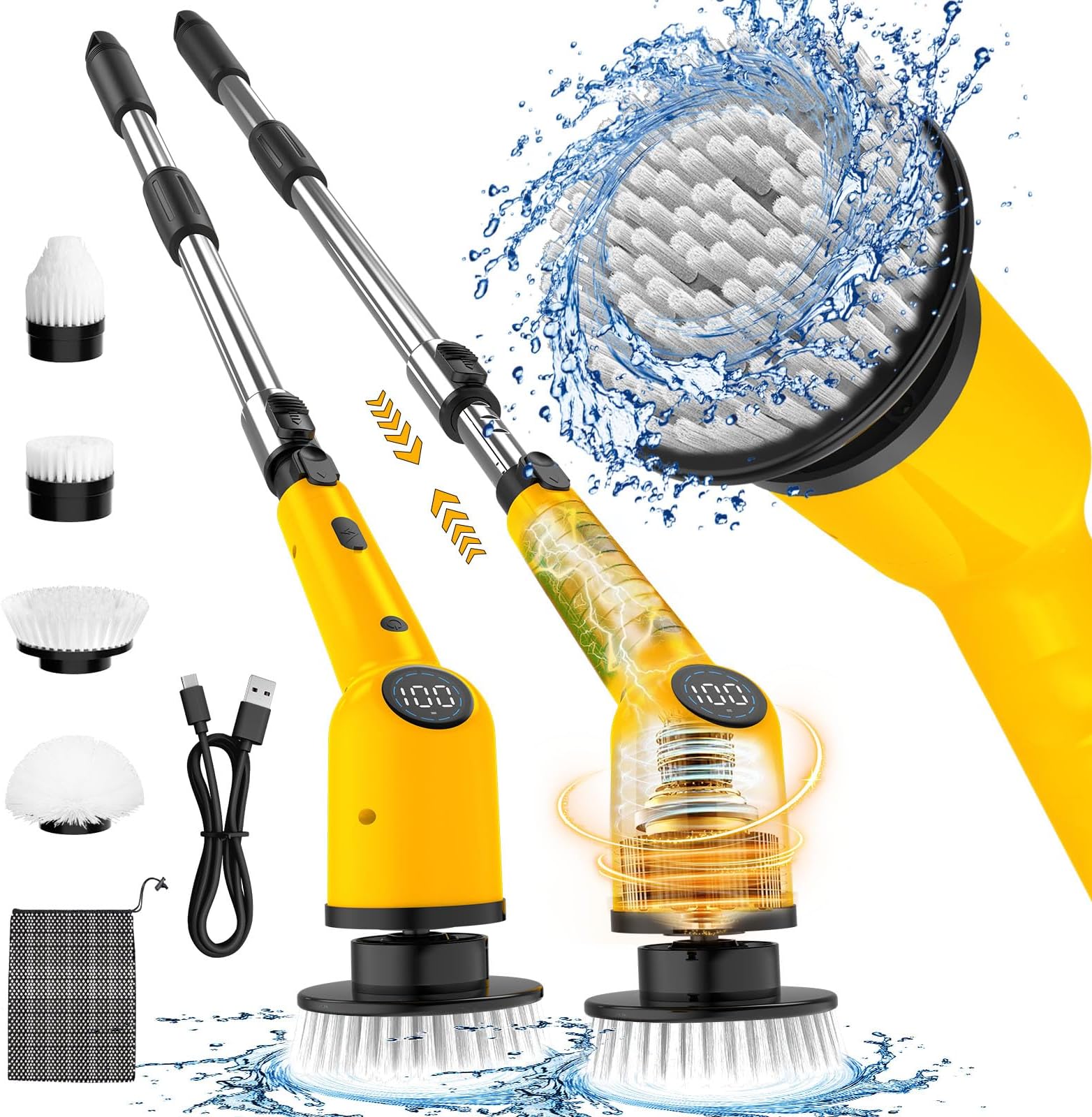 Amazon.com: GiveBest Electric Spin Scrubber Brush - Cordless Shower Scrubber with Long Handle ...