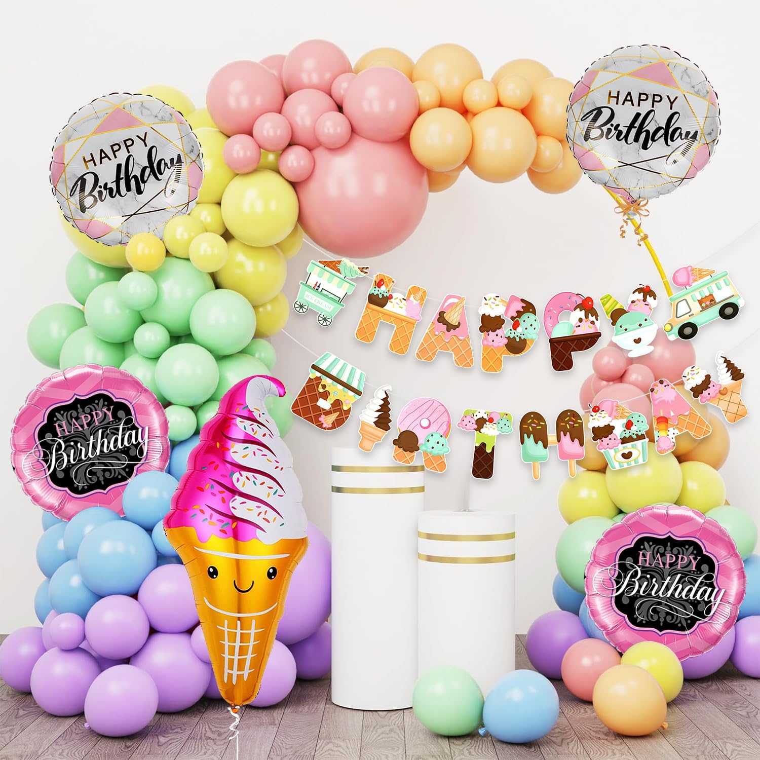 Rozi Decoration Ice Cream Theme Birthday Decoration Items Set of 58 Pcs ...