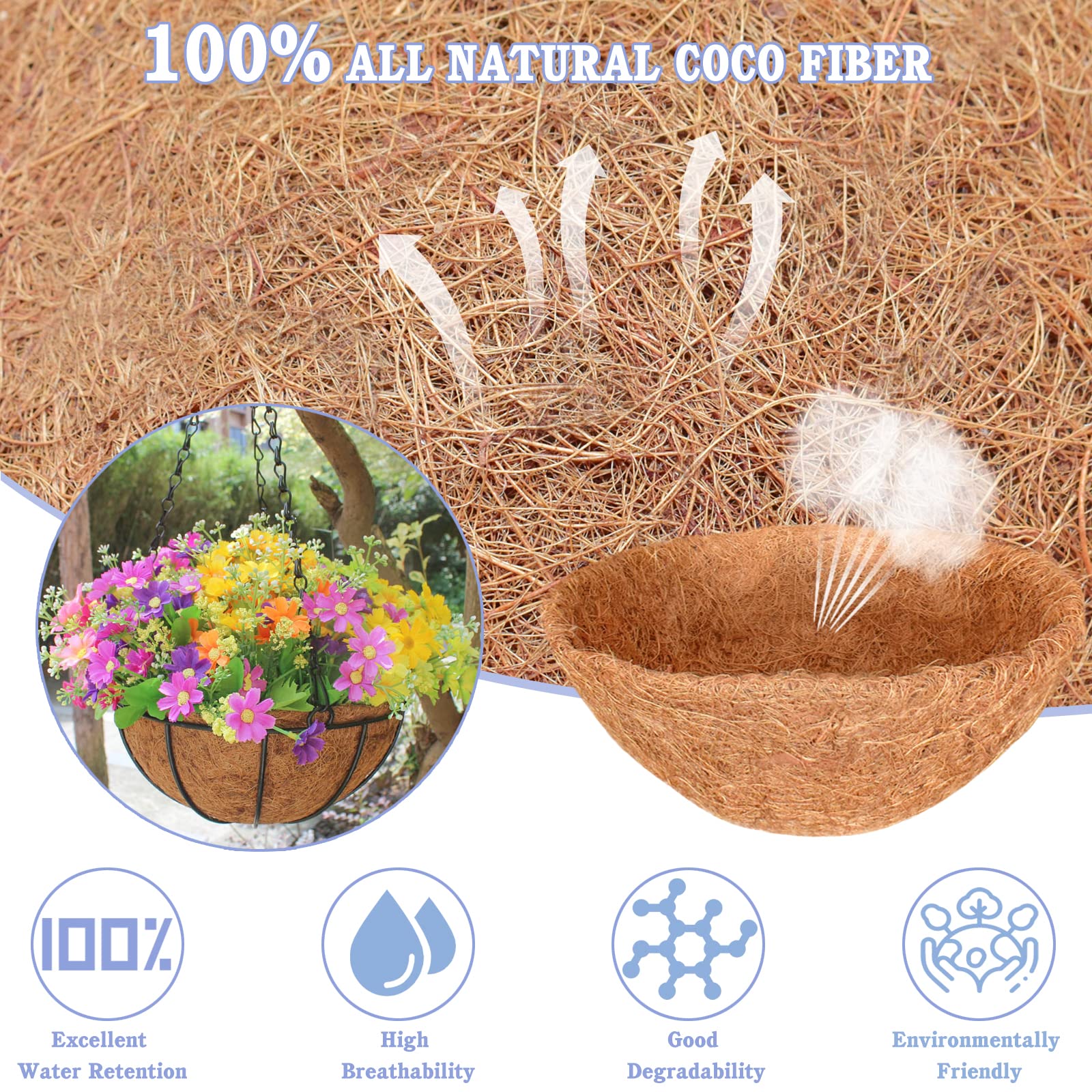 Snapklik.com : 2PCS 20 Inch Coconut Liners 100% Natural Coco Coir Fiber ...