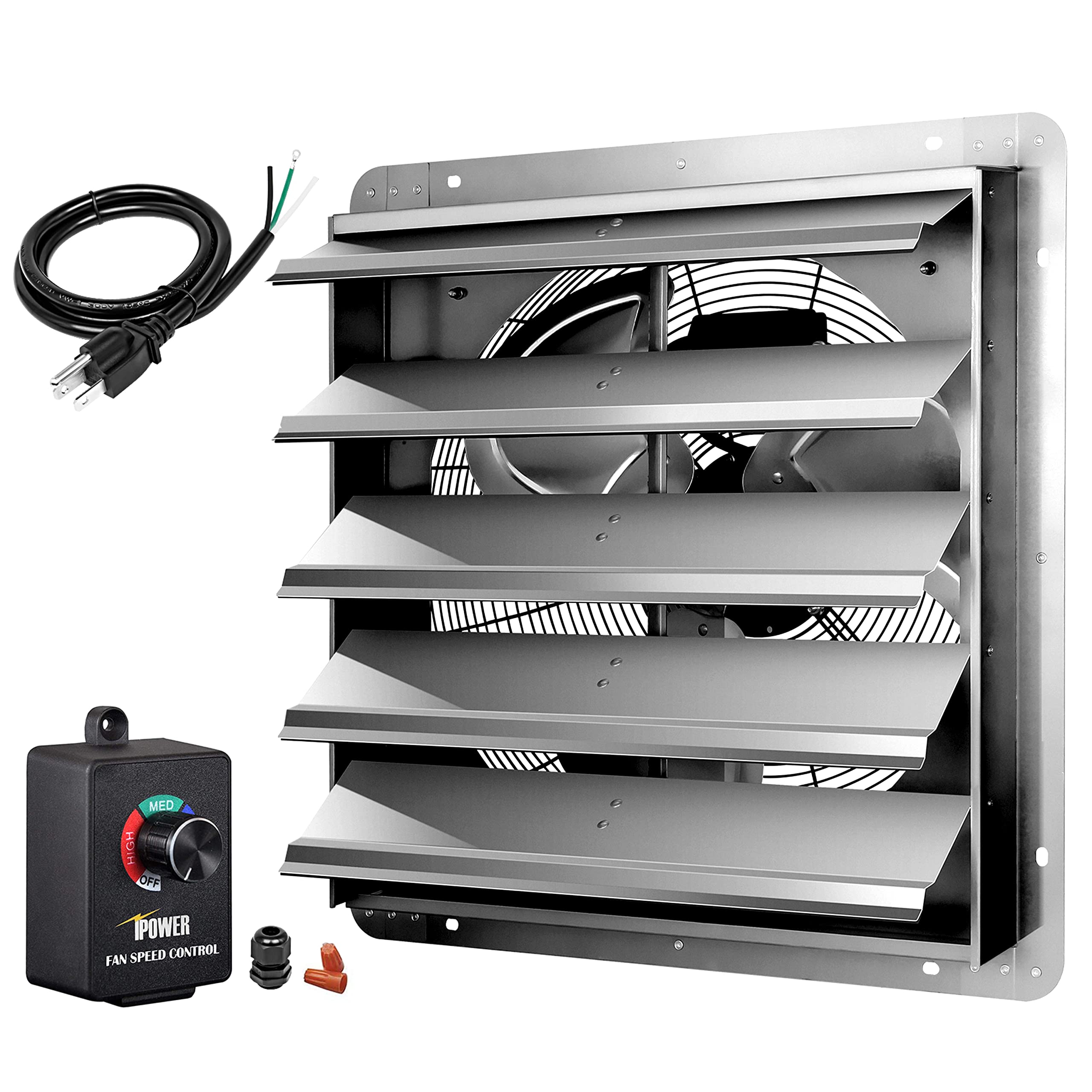 iPower 24 Inch Shutter Exhaust Fan Aluminum High Speed 1400RPM, 2750 ...