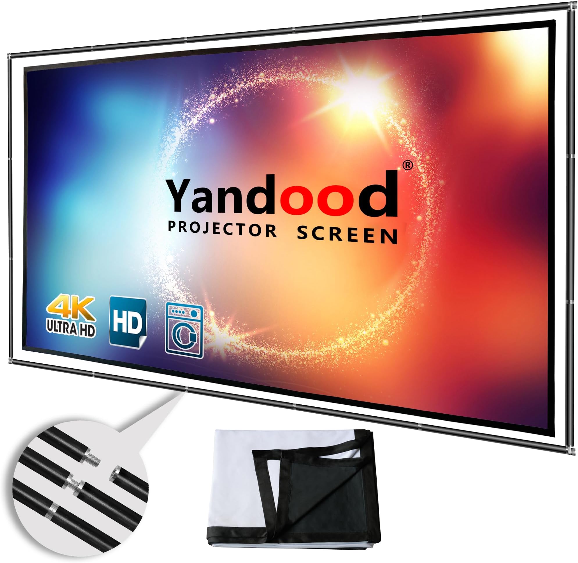 Amazon.com: 60-120 Inch Portable Projection Screen 16:9 White Synthetic ...