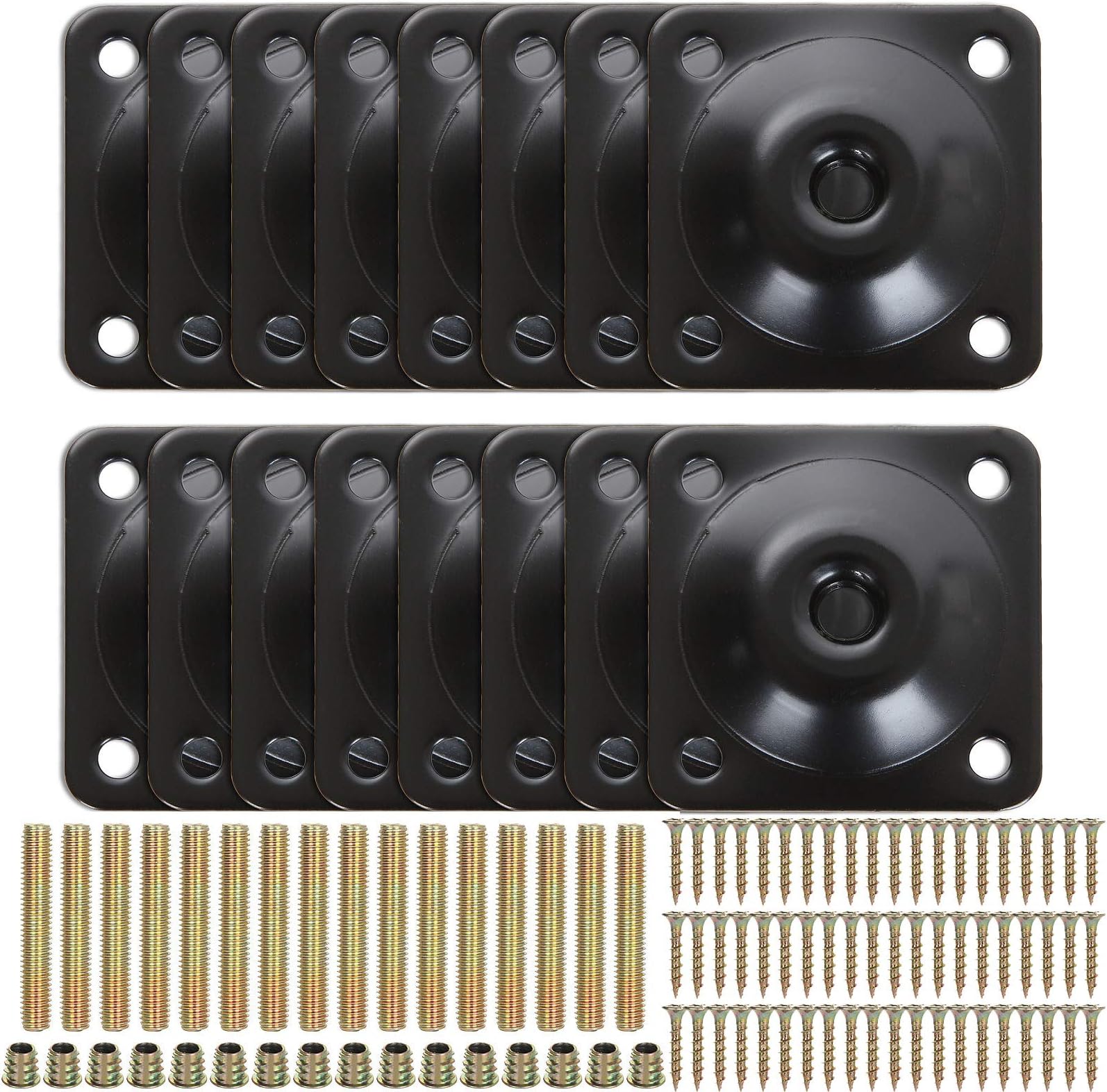 Btibpse Furniture Legs Attachment Plates with Hanger Bolts Screws ...